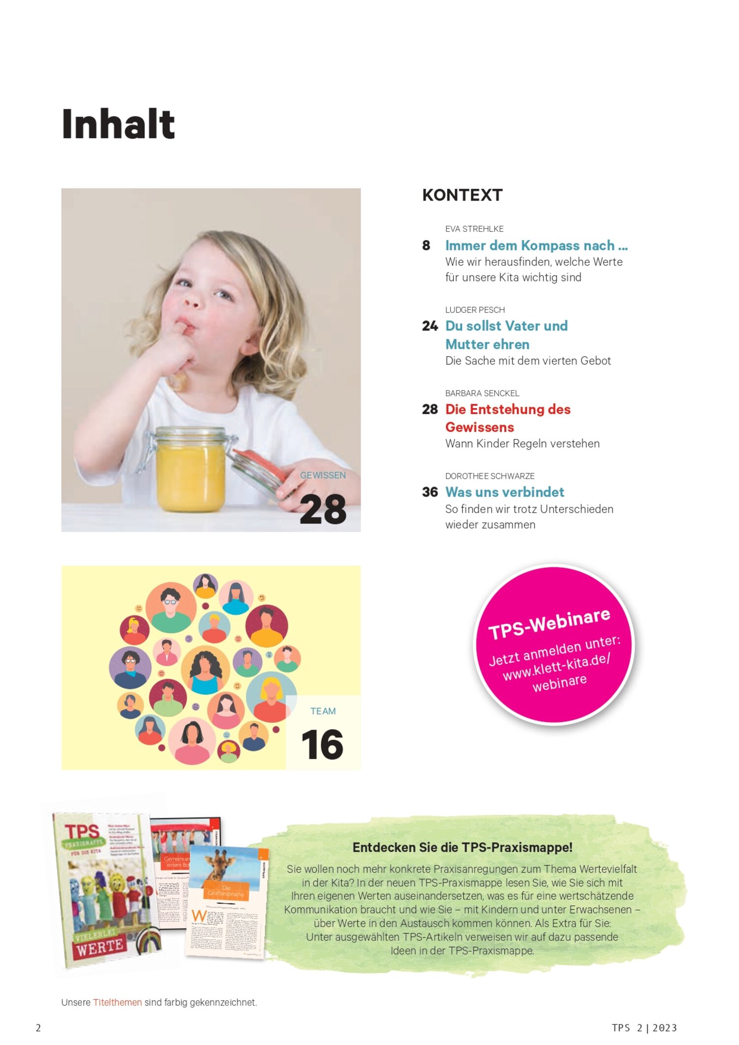 TPS 02/23 - Werte. Vielfalt - Toleranz - Orientierung - Klett Kita